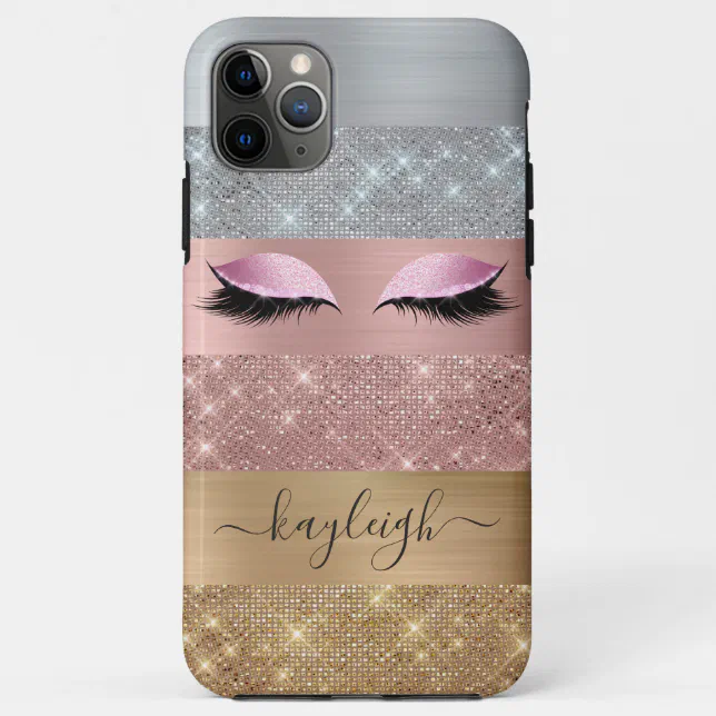 Silver Gold Rose Gold Glitter Beauty Eyelash Case-Mate iPhone Case | Zazzle