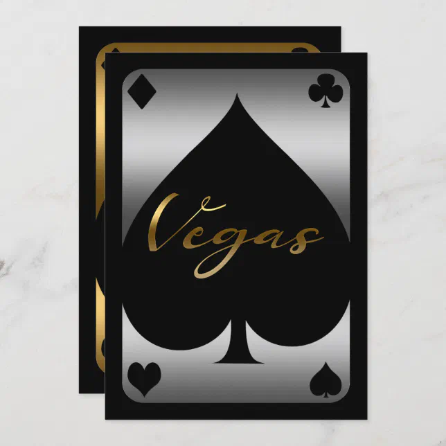 Silver & Gold Spade Casino Las Vegas 21st Birthday Invitation | Zazzle