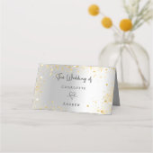 Silver gold sparkles names wedding place card | Zazzle