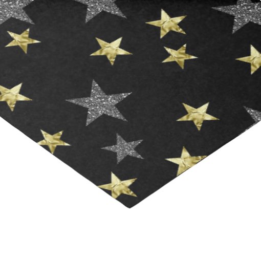Silver & Gold Stars Black Hollywood Star Party Tissue Paper | Zazzle