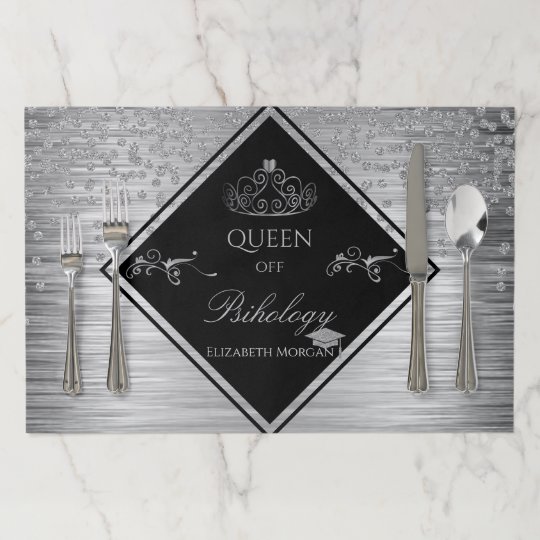 Silver Grad Cap,Tiara,Diamonds Graduation Party Paper Placemat | Zazzle.com