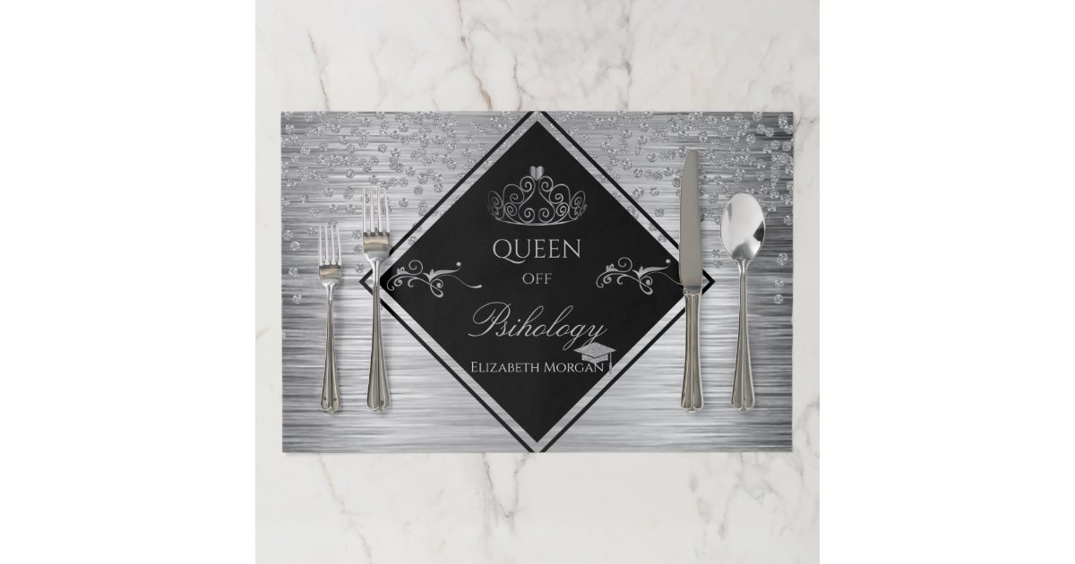 Silver Grad Cap,Tiara,Diamonds Graduation Party Paper Placemat | Zazzle