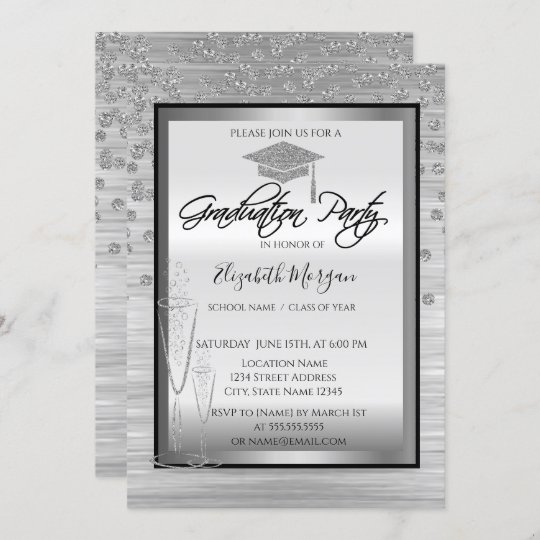 Silver Graduation Cap,Glass Diamonds Graduation Invitation | Zazzle.com