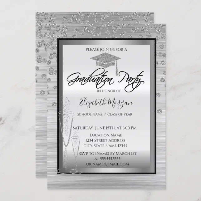 Silver Graduation Cap,Glass Diamonds Graduation Invitation | Zazzle