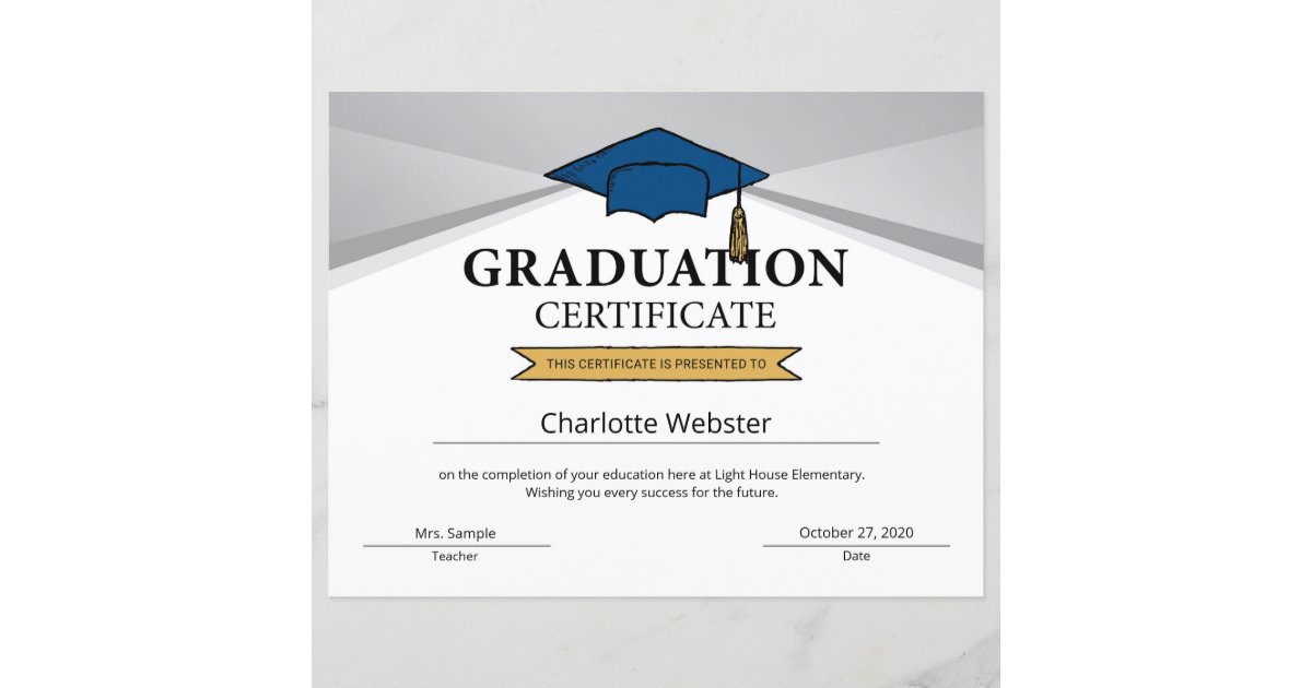 Silver Graduation Completion Certificate PDF | Zazzle