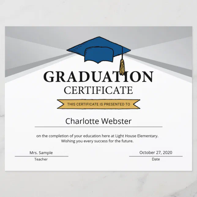 Silver Graduation Completion Certificate PDF | Zazzle