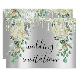 Green And Silver Wedding Invitations | Zazzle