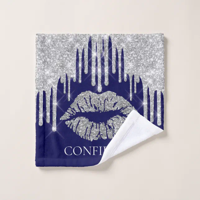 Silver Gray Drips Kiss Lip Makeup Artist Confident Wash Cloth | Zazzle