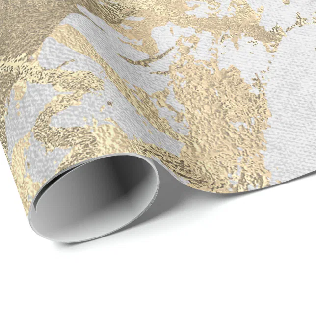 Silver Gray Foxier Gold Marble Shiny Metallic VIP Wrapping Paper | Zazzle