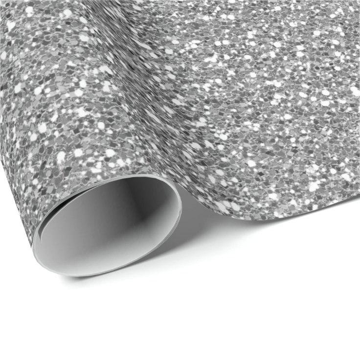 Silver Gray Glam Glitter Sparkly Minimal Delicate Wrapping Paper | Zazzle