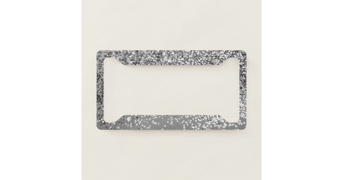 Silver Gray Glitter #5 (Faux Glitter) #shiny #art License Plate Frame ...