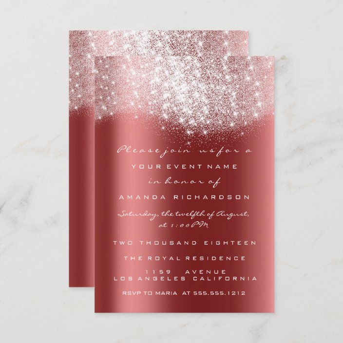 Silver Gray Glitter Burgundy Red Formal Invitation | Zazzle.com