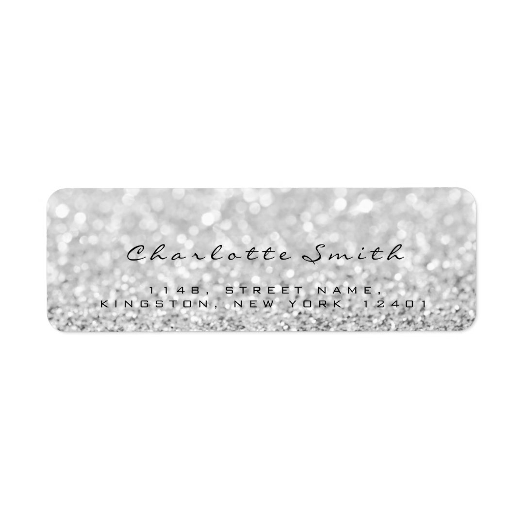 Silver Gray Glitter Return Address Labels | Zazzle