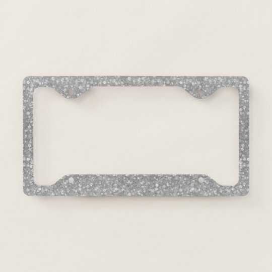 Silver Gray Glitter & Sparkles Texture Print License Plate Frame ...