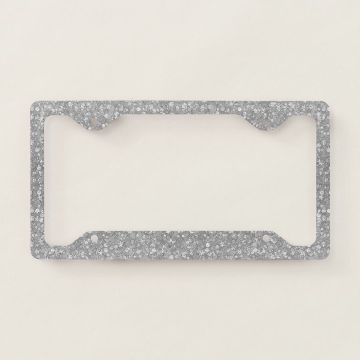 Silver Gray Glitter & Sparkles Texture Print License Plate Frame ...