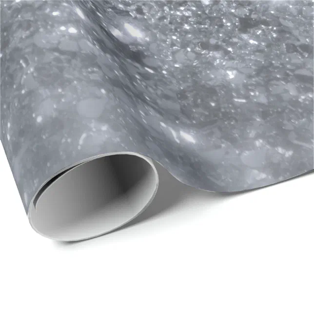Silver Gray Grey Glitter Delicate White Sparkly Wrapping Paper | Zazzle