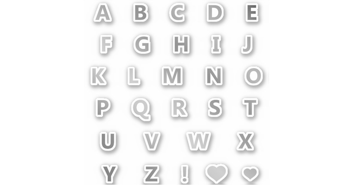 Silver Gray Letters Monogram Sticker Pack Alphabet | Zazzle