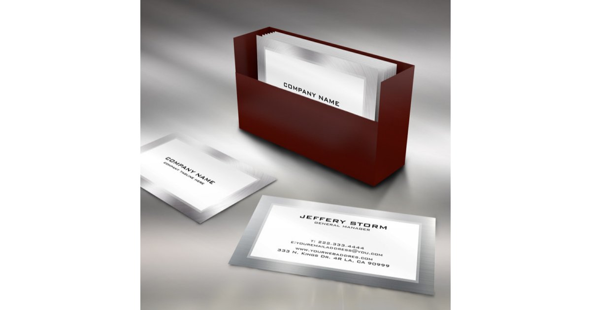 Silver Gray Metallic Texture Business Card | Zazzle