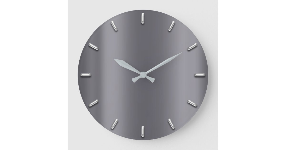 Silver Gray Minimalism Deep Graphite Elegant Large Clock | Zazzle