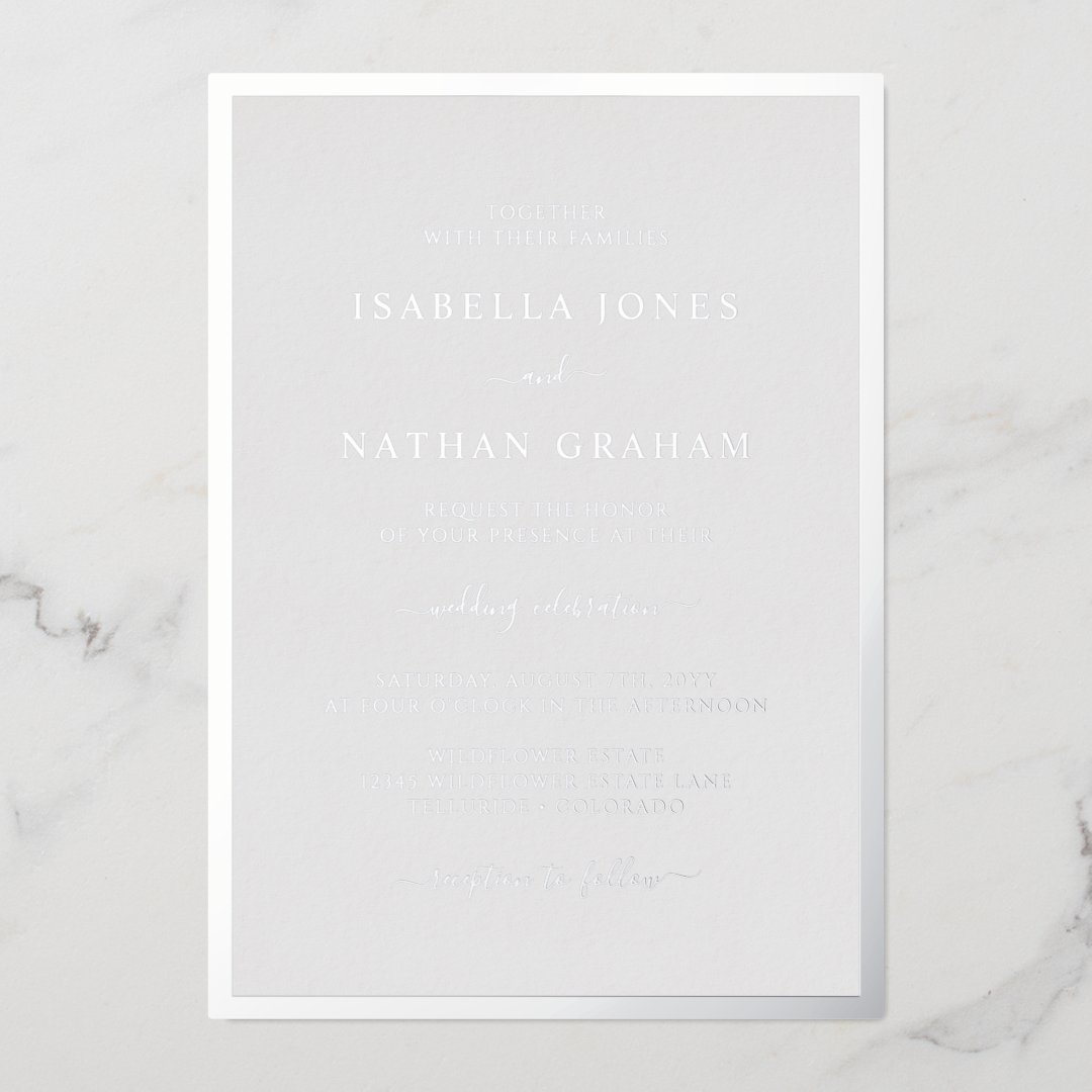 Silver Gray Wedding Foil Invitation | Zazzle