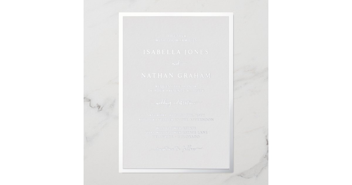 Silver Gray Wedding Foil Invitation | Zazzle