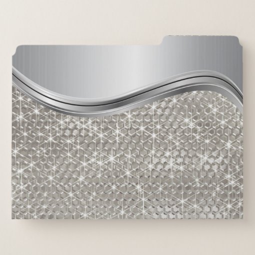 Silver Grey Metallic Handwritten name Glitter File Folder | Zazzle