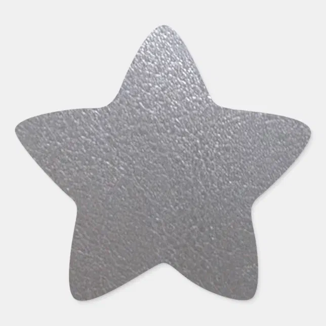 SILVER Grey Sparkle : Leather Look Finish Star Sticker | Zazzle