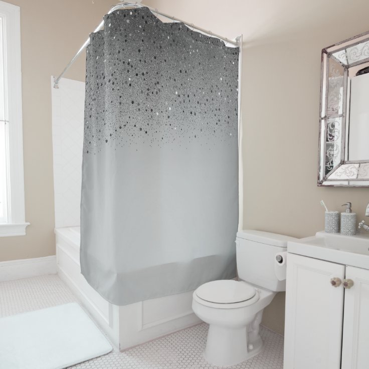 Silver Grey Sparkly Sparkle Glitter Shower Curtain | Zazzle