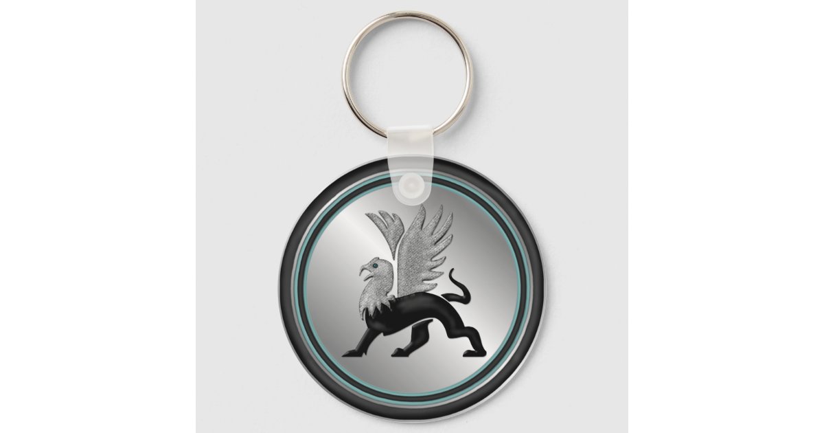 Silver Griffin Keychain | Zazzle