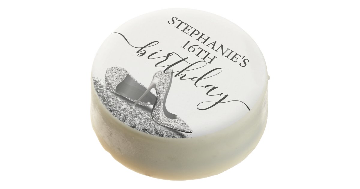 Silver Heel Stiletto Personalized Birthday Chocolate Covered Oreo | Zazzle