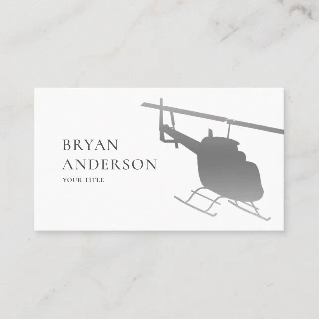 Silver Helicopter Business Card | Zazzle