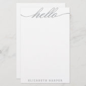 Silver "Hello" Personal Stationery | Zazzle