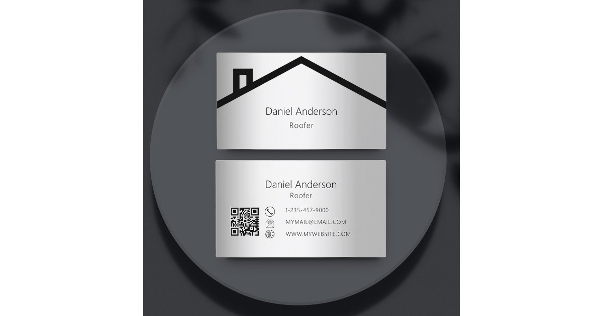 Silver house roof modern QR code Business Card | Zazzle
