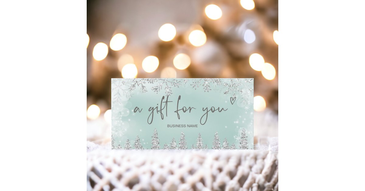 Silver ice blue snow pine logo gift certificate | Zazzle