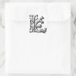 Silver Initial L Capital Letter Monogram Sticker | Zazzle