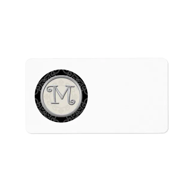 Silver Initial M Monogrammed Address Labels | Zazzle