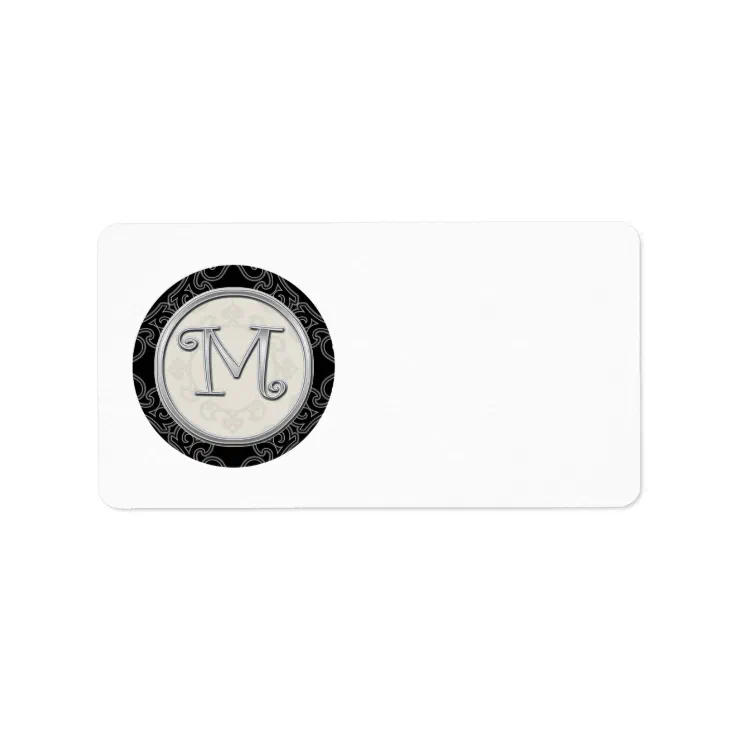 Silver Initial M Monogrammed Address Labels | Zazzle
