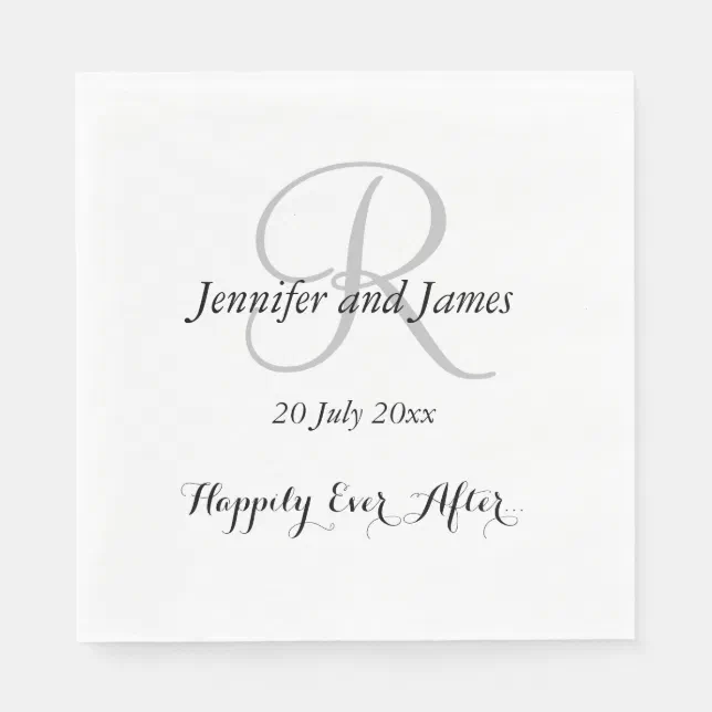 Silver Initial Names | Wedding Paper Napkins | Zazzle