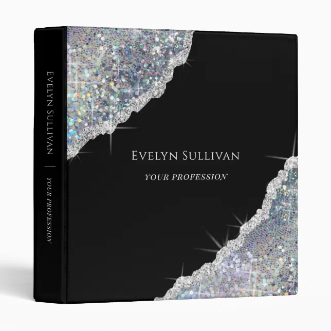 Silver iridescent glitter binder | Zazzle
