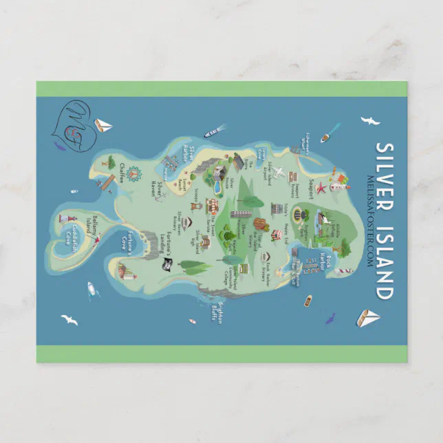 Silver Island Map Postcard | Zazzle
