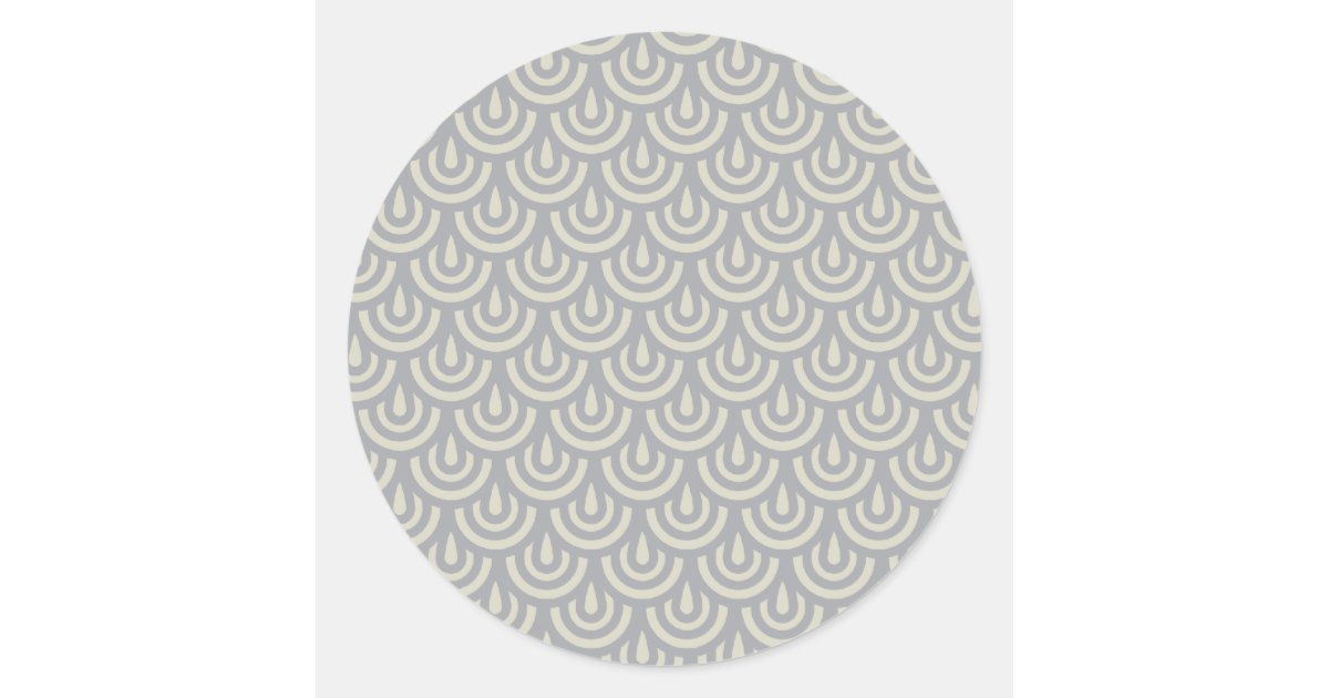 Silver Japanese Fish Scale Pattern Classic Round Sticker | Zazzle