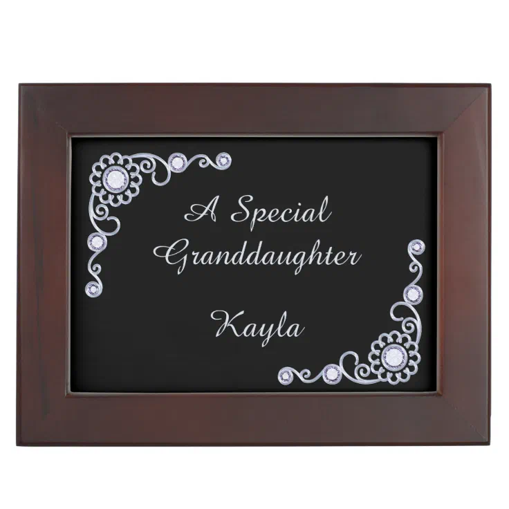 Silver Jewel Granddaughter Personalized Keepsake Keepsake Box | Zazzle