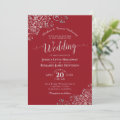 Silver Lace Elegant Crimson Red Formal Wedding Invitation | Zazzle