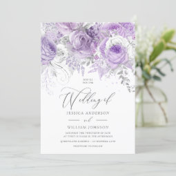 Silver & Lavender Enchanted Floral Wedding Invitation | Zazzle