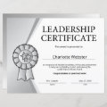 Silver Leadership Certificate of Achievement PDF | Zazzle