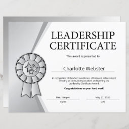 Silver Leadership Certificate of Achievement PDF | Zazzle