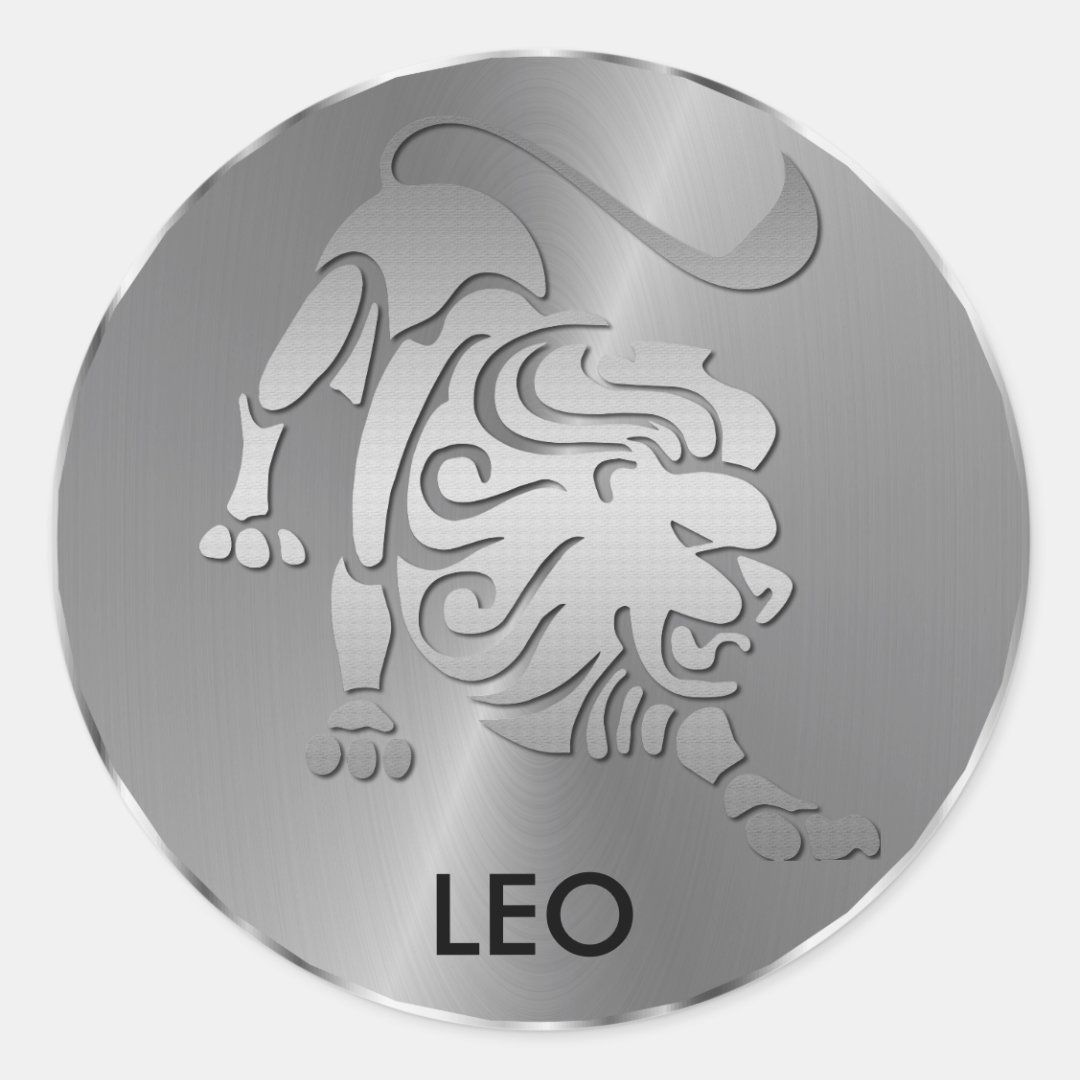 Silver Leo the Lion - Zodiac Sign Classic Round Sticker | Zazzle