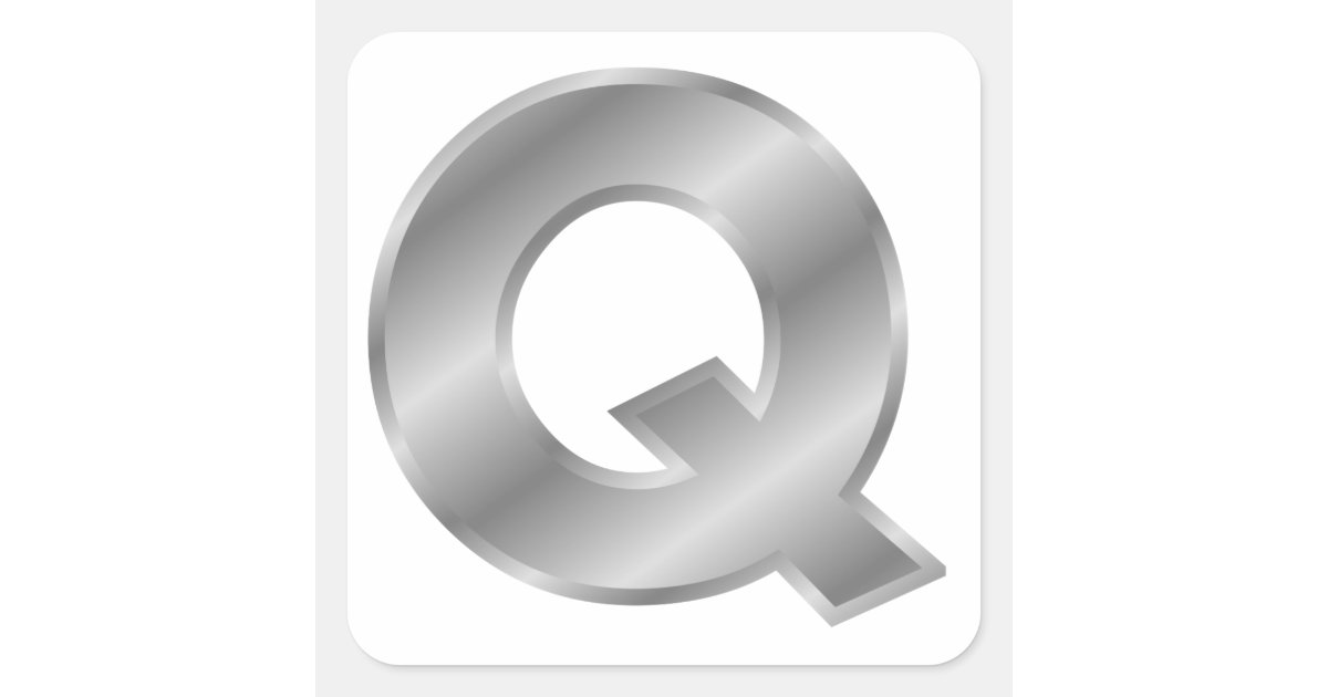 Silver Letter Q Square Sticker | Zazzle
