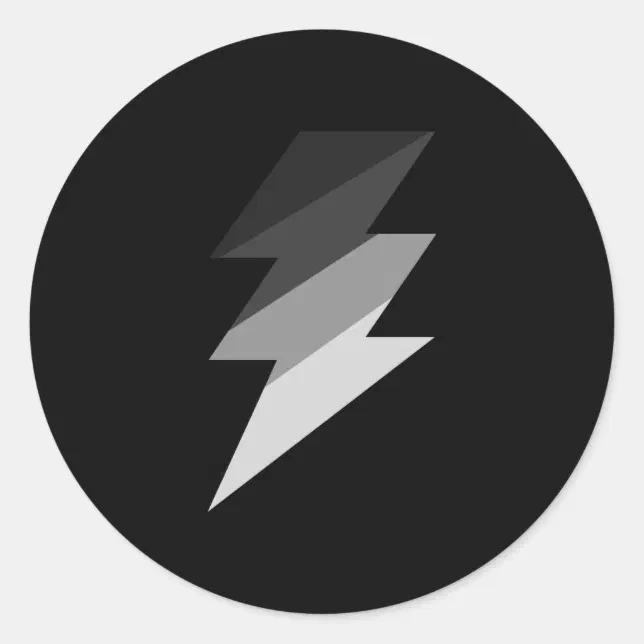 Silver Lightning Thunder Bolt Classic Round Sticker | Zazzle