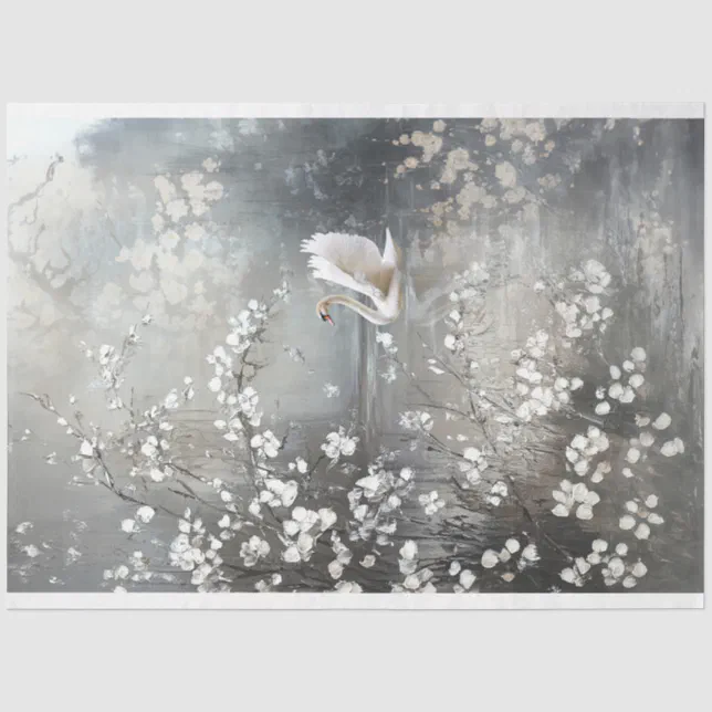 Silver Lining Ethereal Parisian Swan Scene Tissue Paper | Zazzle